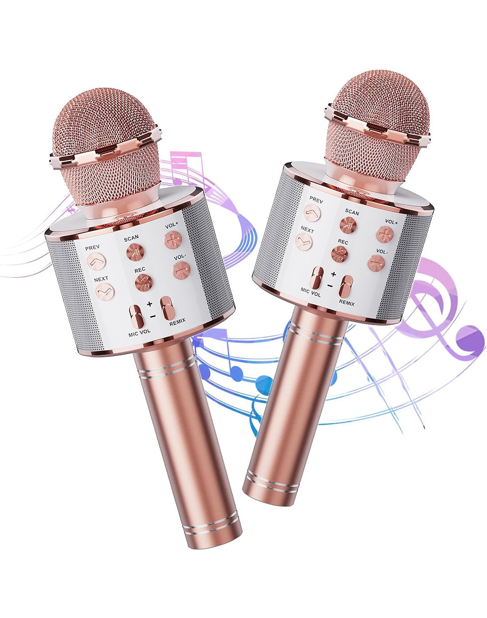 SET 2 MICROFONOS KARAOKE WIRELESS ROSADOS | fiestaycarnaval.com