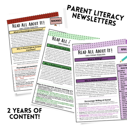 Monthly Literacy Parent Newsletters | Moving Little Minds