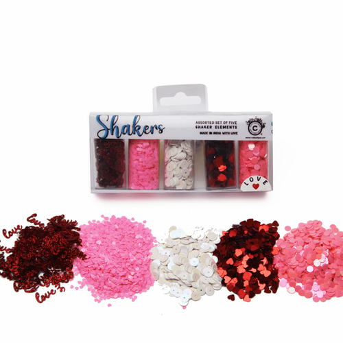 Shakers Set of 5 : Love Sequins | Craftastique