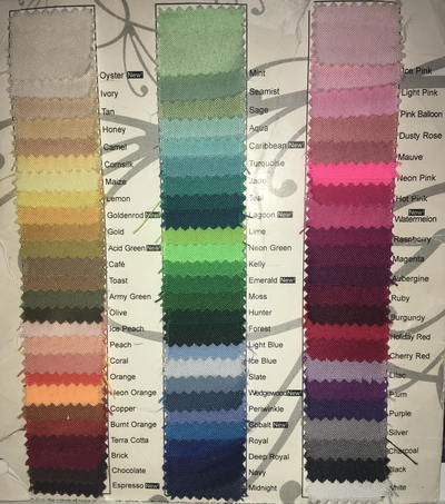 Color Chart Table Cloths | Party Rental Eqpt LL