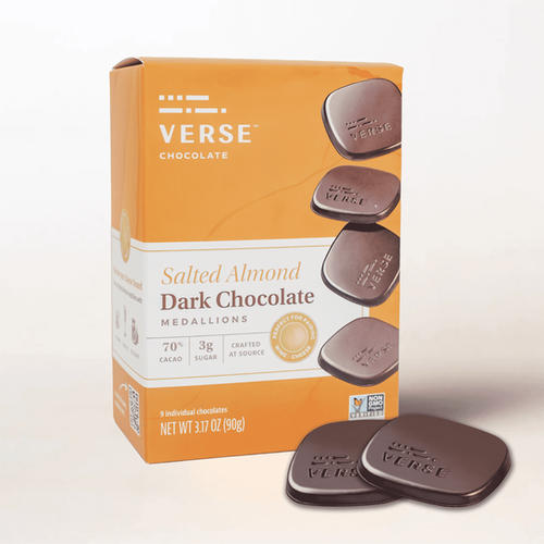 Verse Chocolate Medallions - Salted Almond Dark Chocolate - 3.17 oz | NSSS