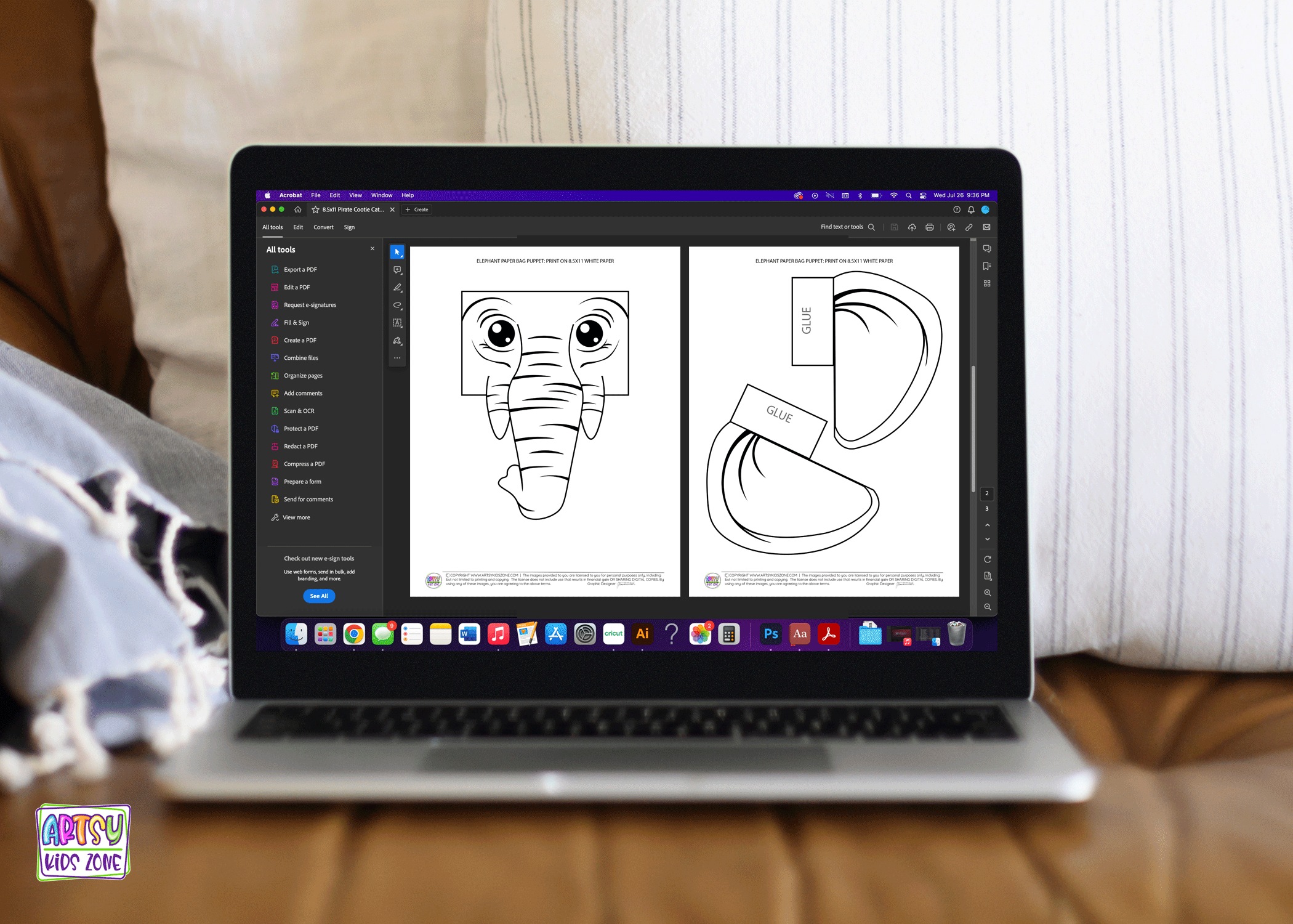 Elephant Paper Bag Puppet Template