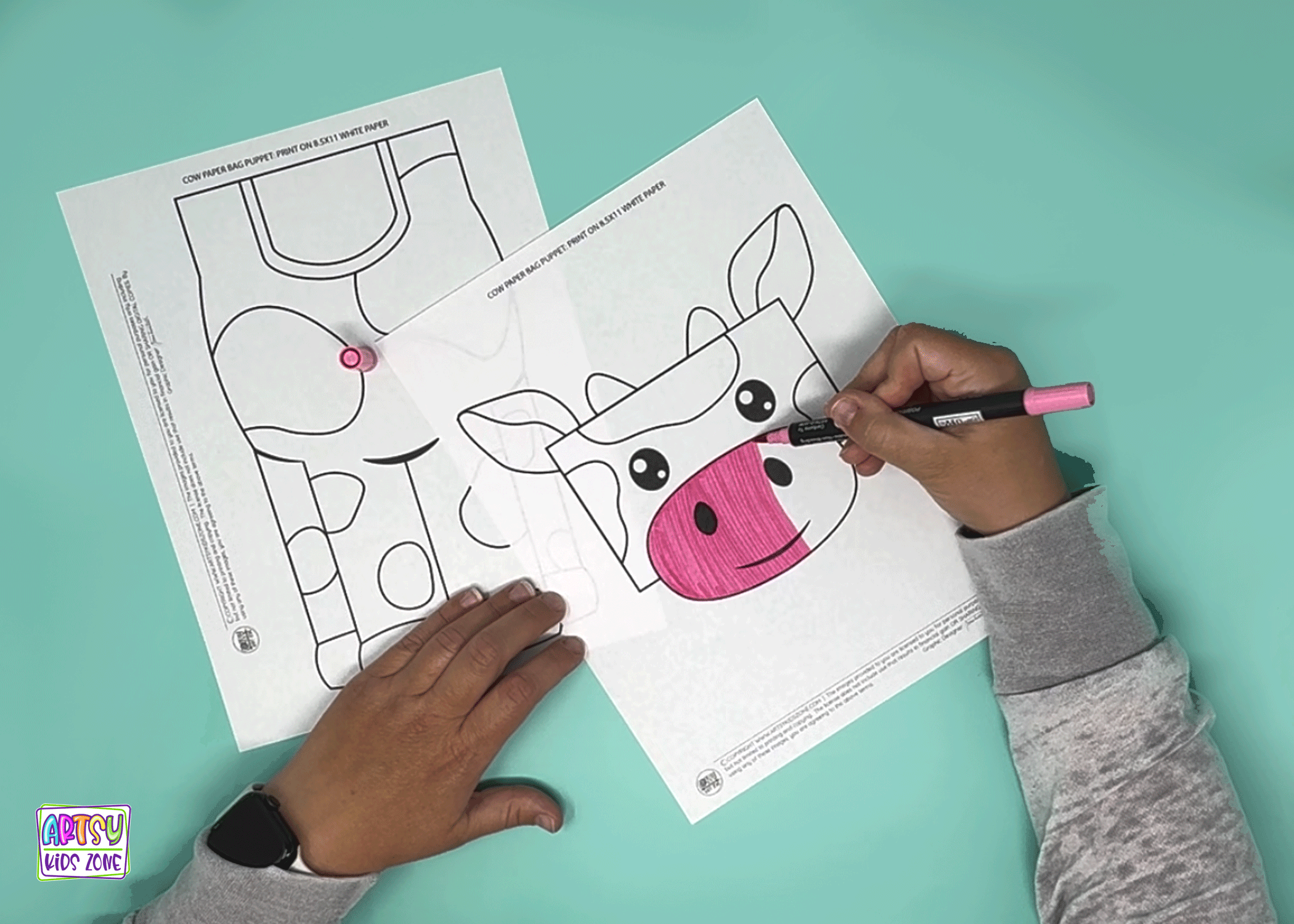 Cow Paper Bag Puppet