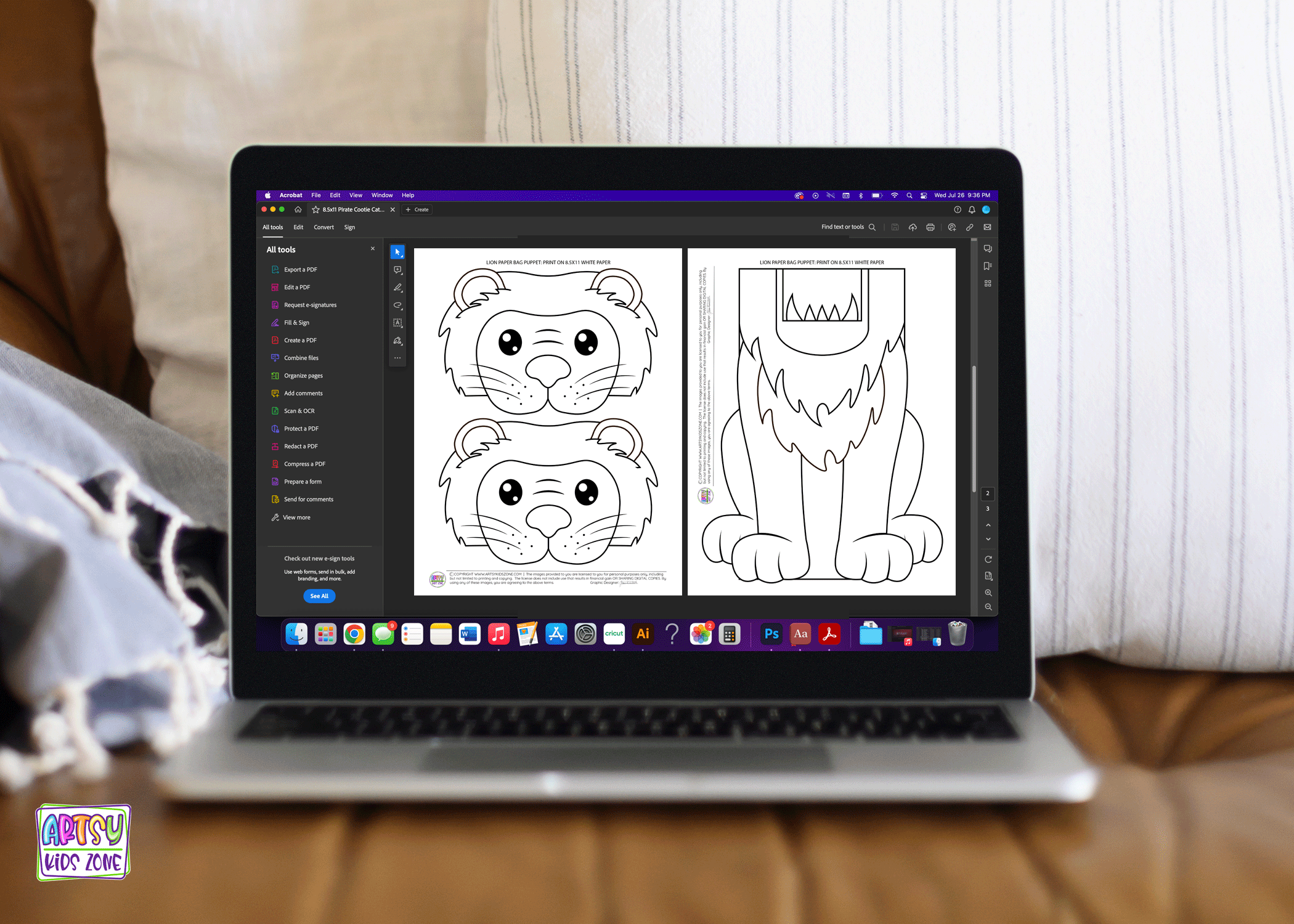 Lion Paper Bag Puppet Template