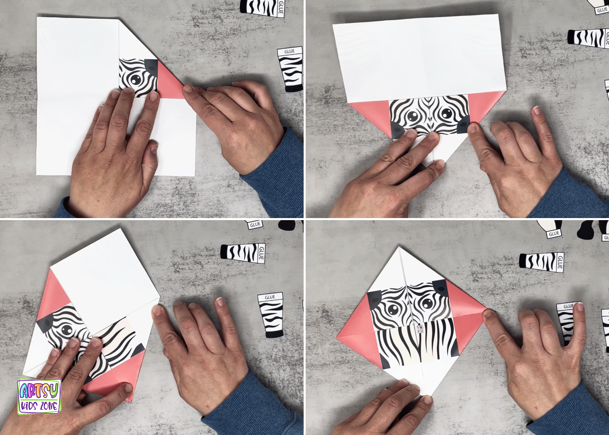 Origami Zebra Cootie Catcher Template