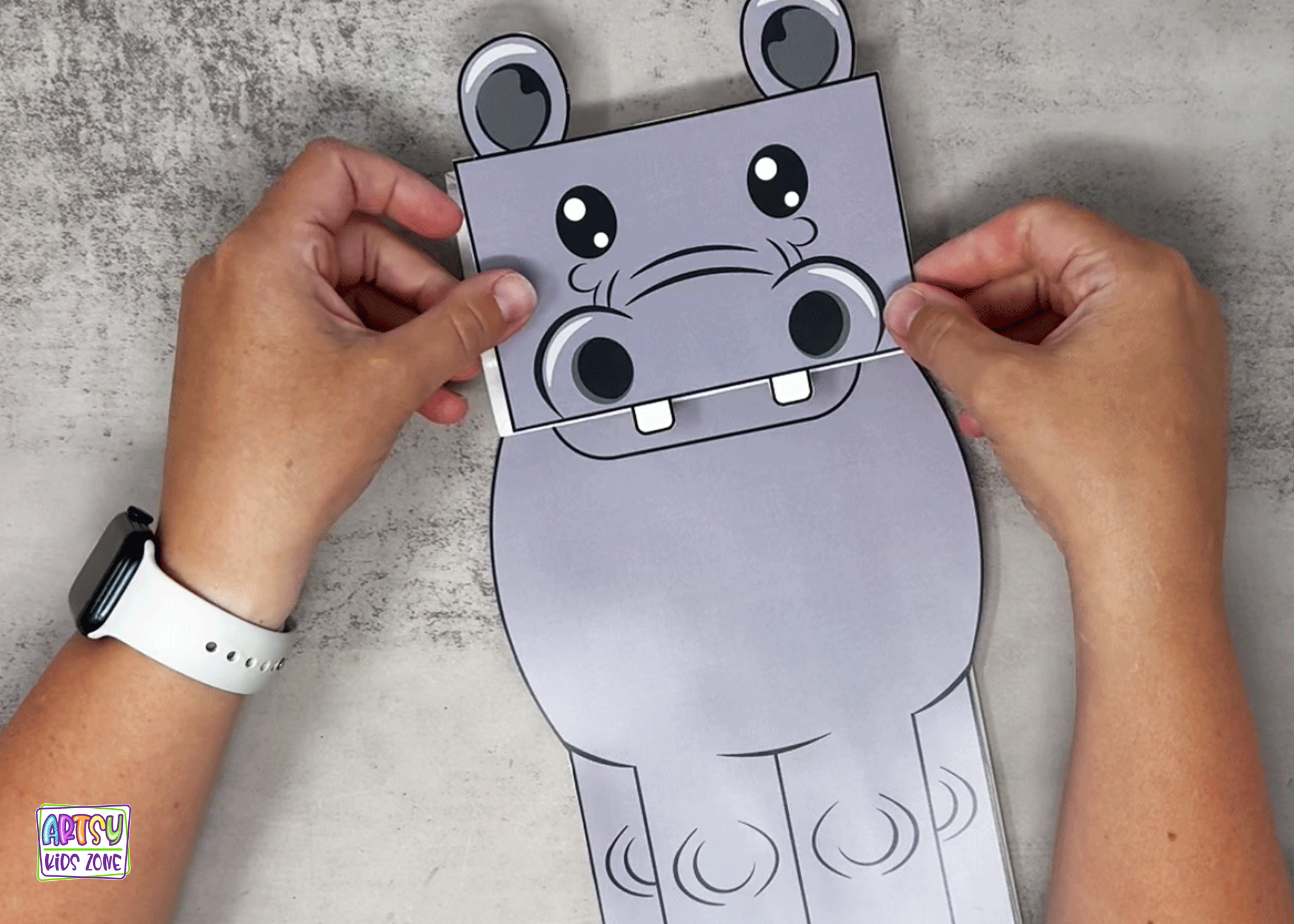 Hippo Paper Bag Puppet