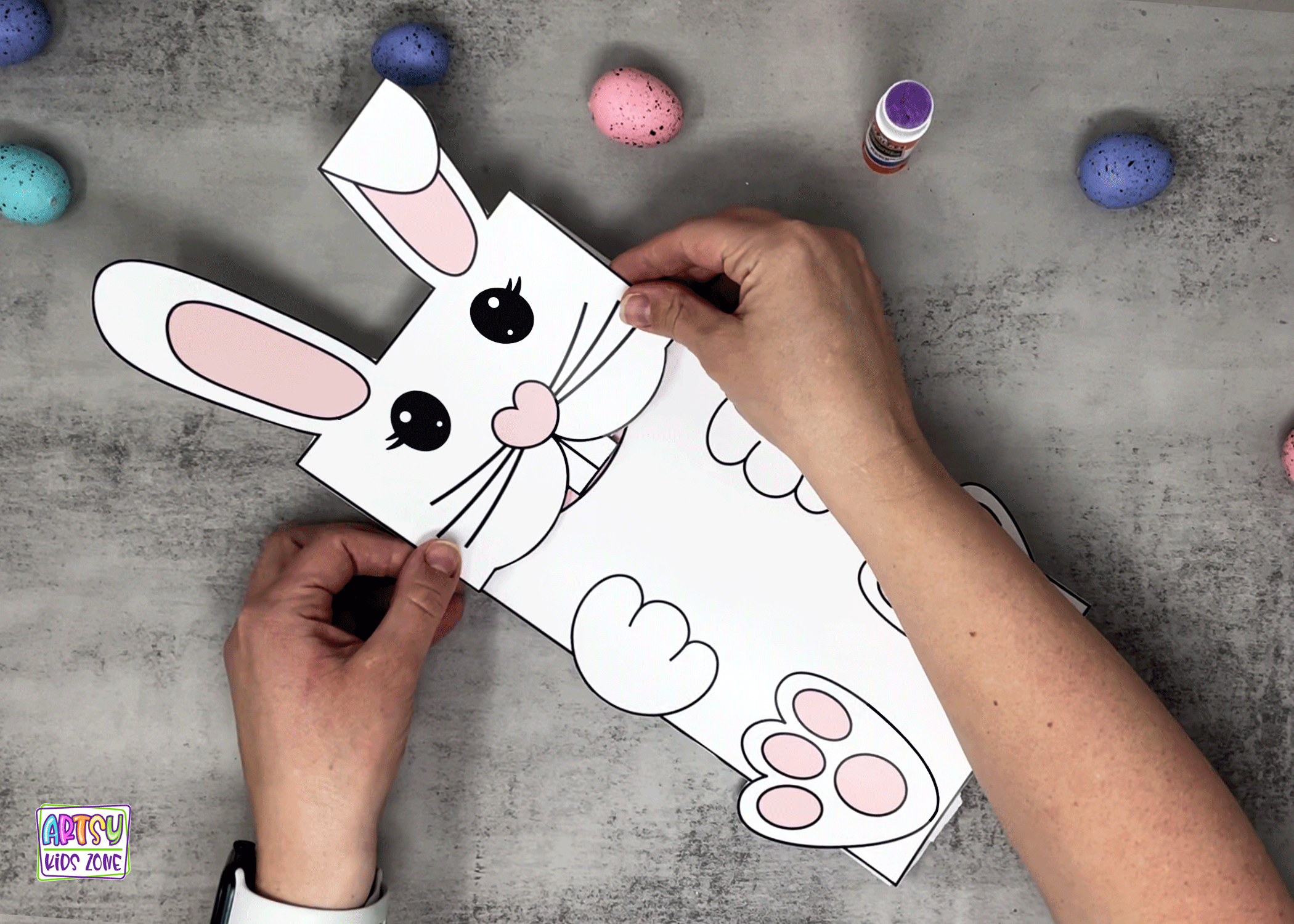 Printable Paper Bag Bunny Puppets