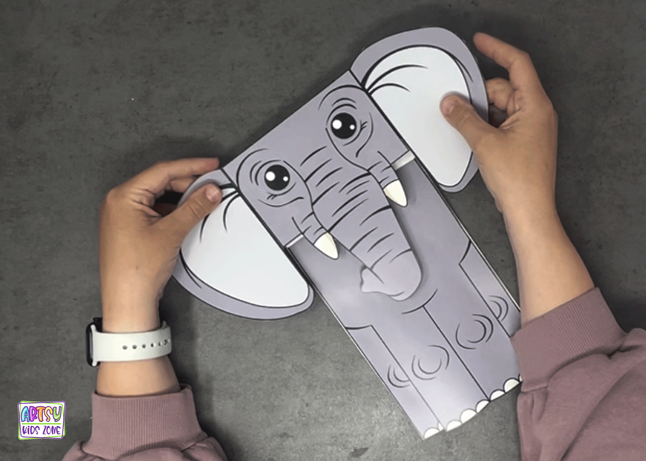 Elephant Paper Bag Puppet Template
