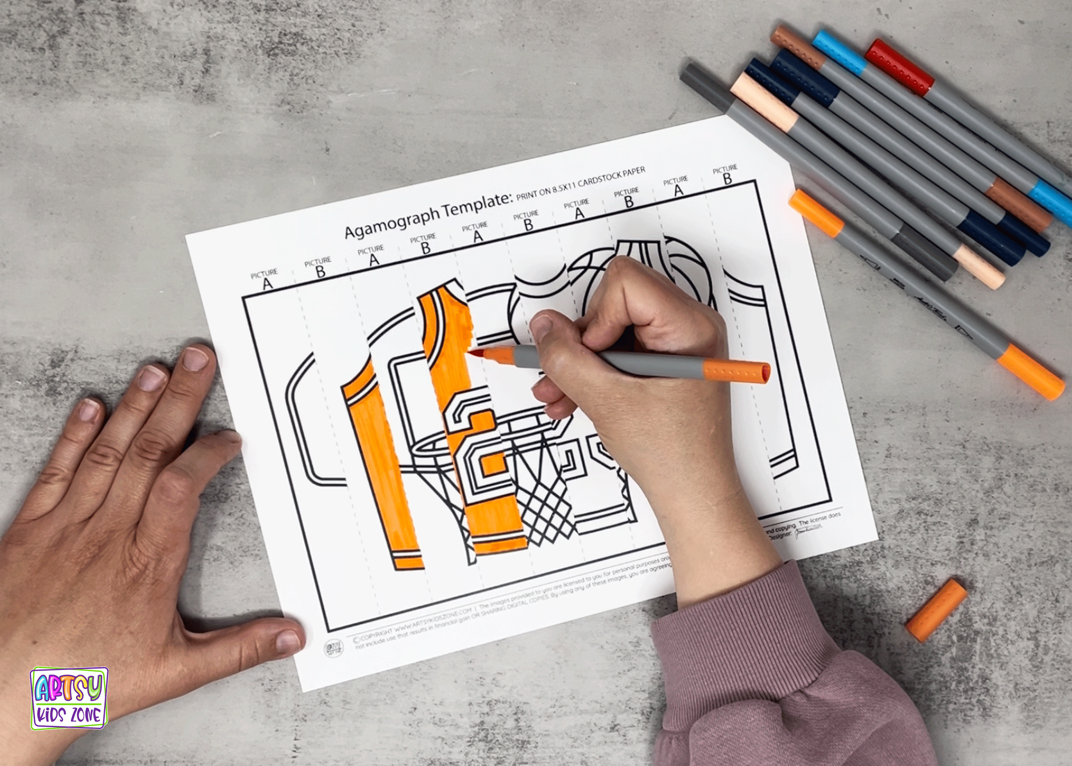 Basketball Agamograph Template: Basketball Art