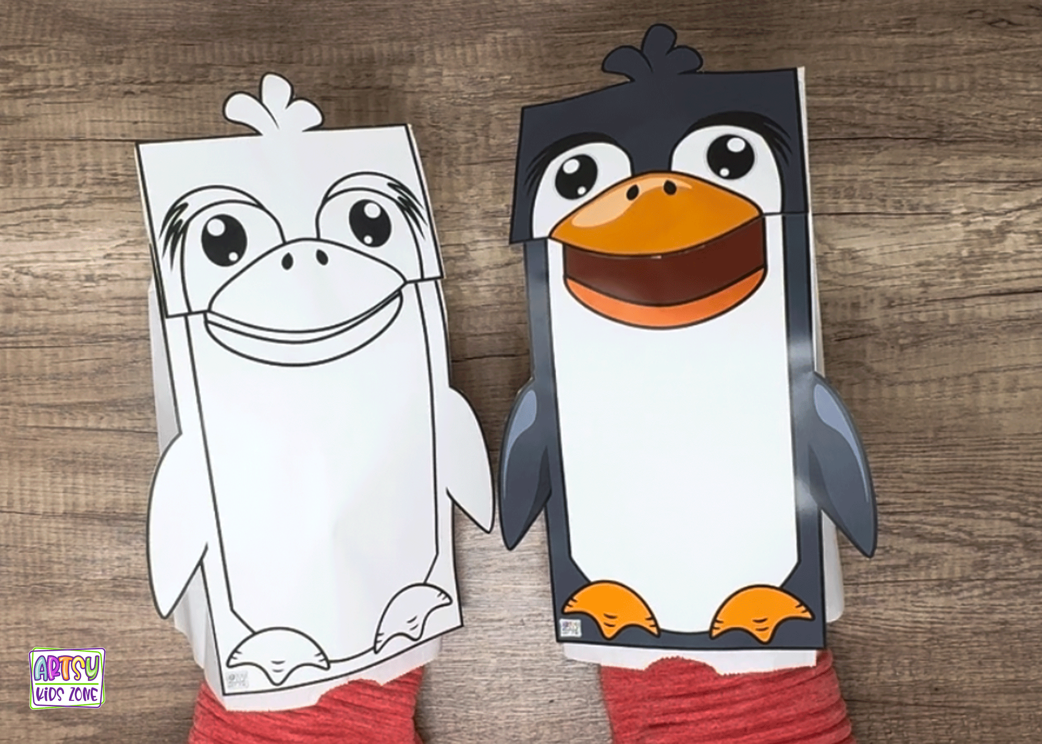 Penguin Paper Bag Puppet
