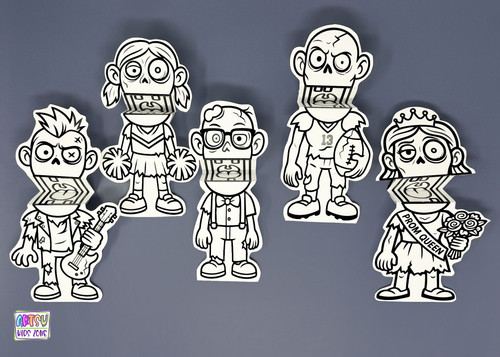 Printable Zombie Finger Puppets for Kids – Black & White DIY Halloween ...