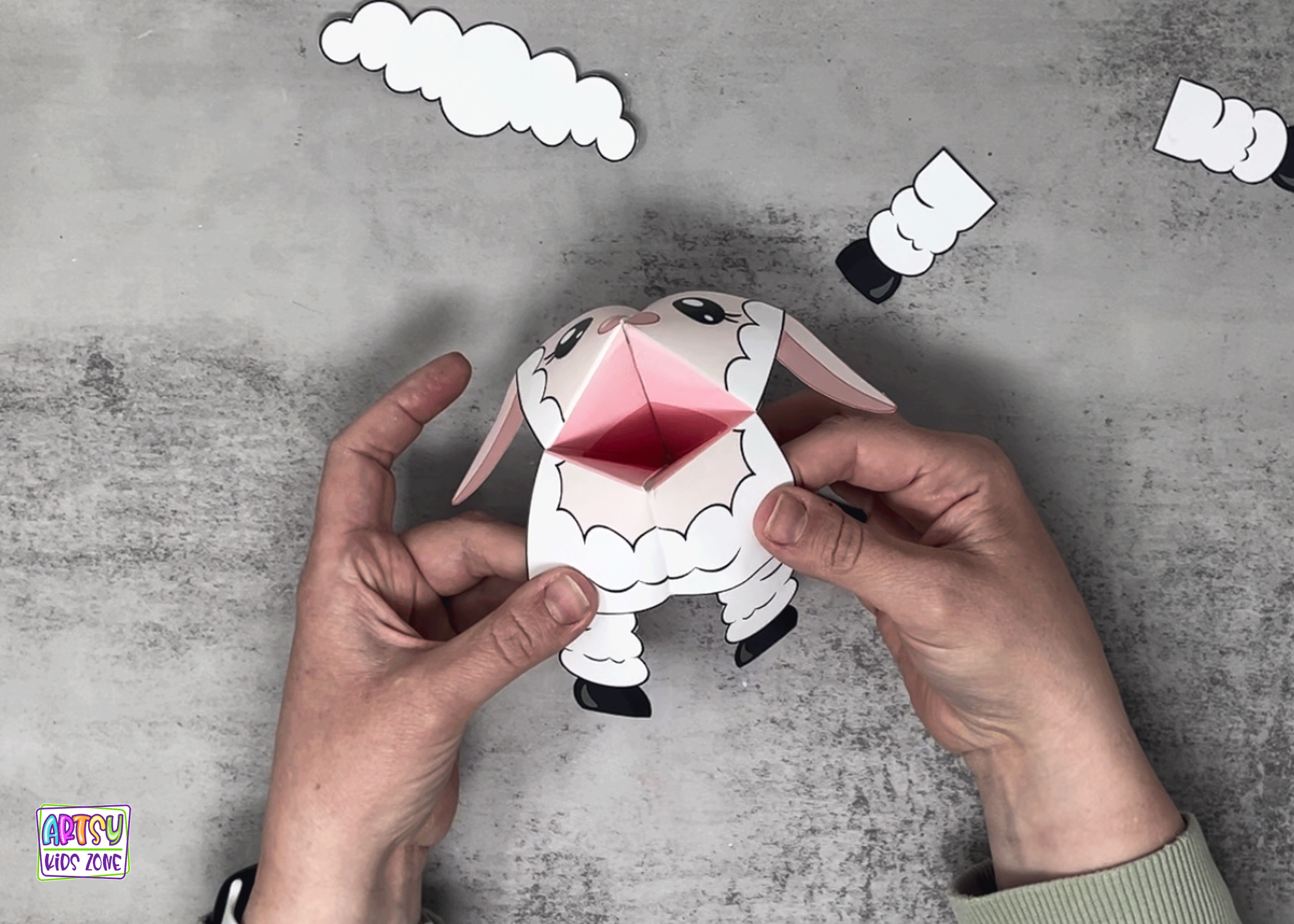 Easter Lamb Cootie Catcher Template