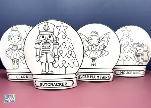 Printable 3D Nutcracker Snow Globe Coloring Pages – Black & White DIY ...