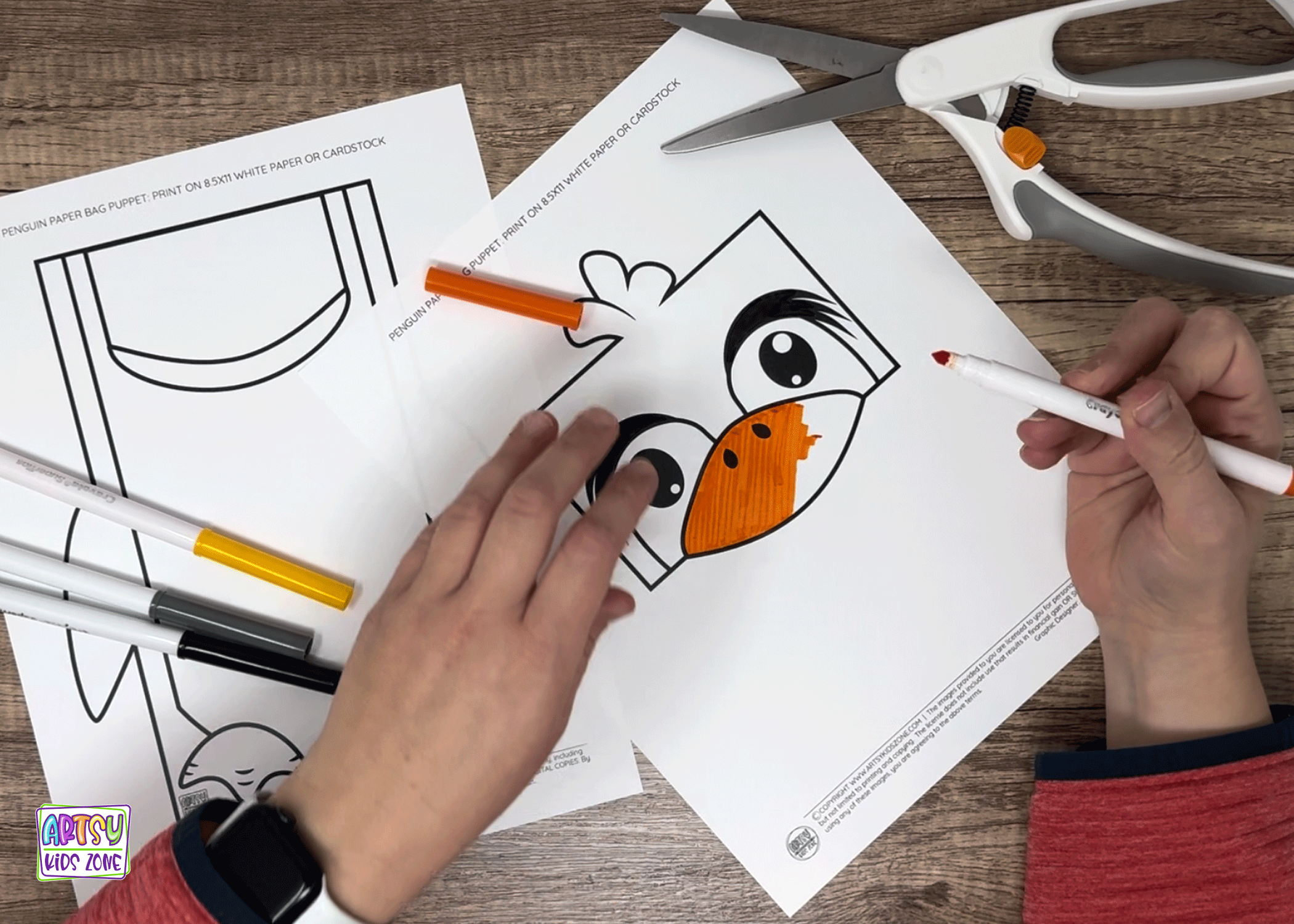 Penguin Paper Bag Puppet