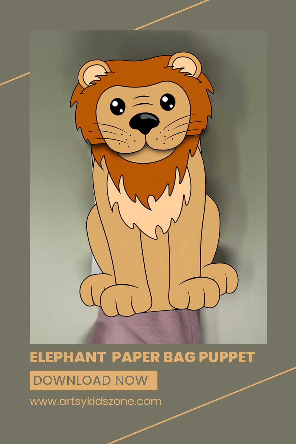 Lion Paper Bag Puppet Template