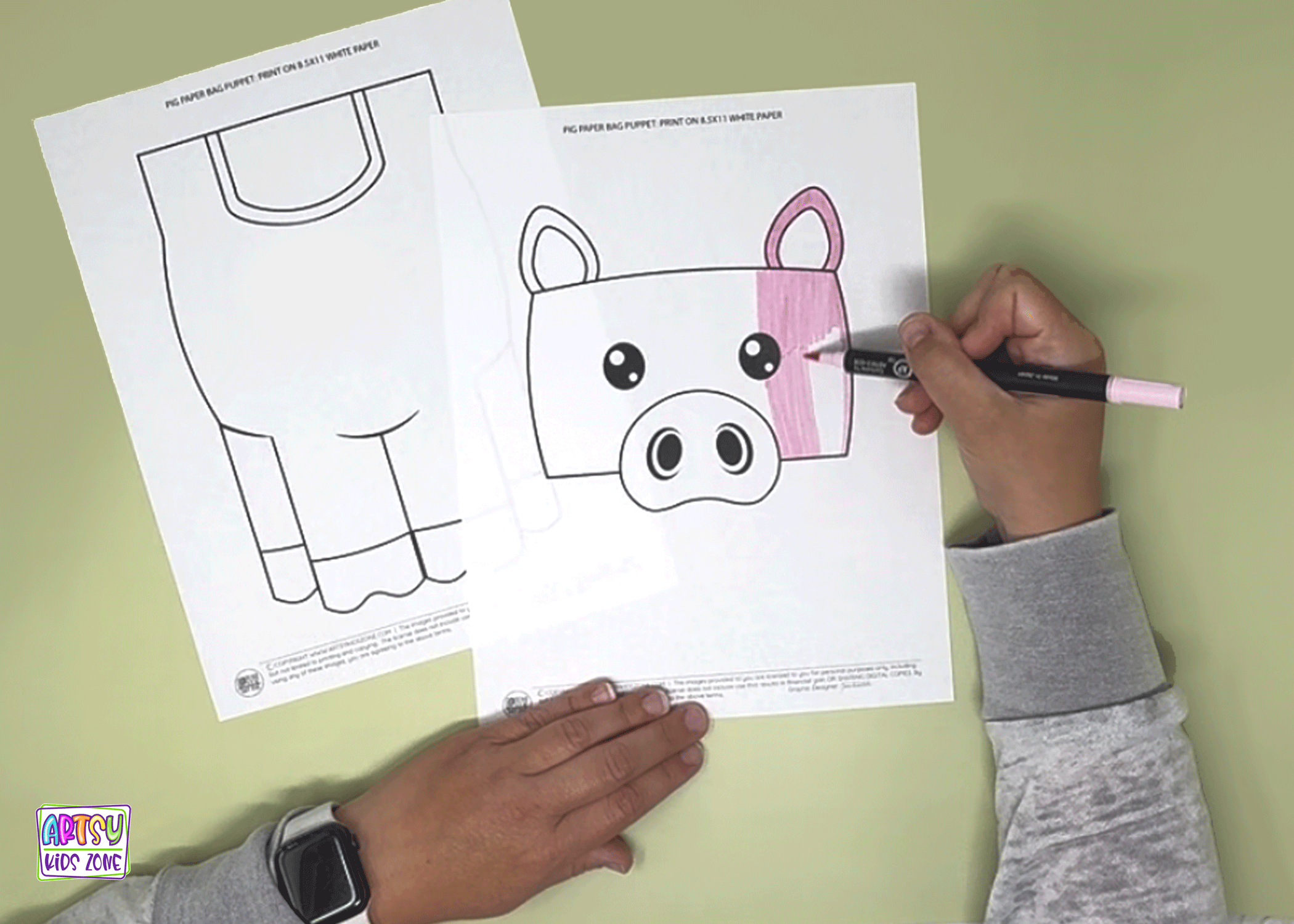 Pig Paper Bag Puppet