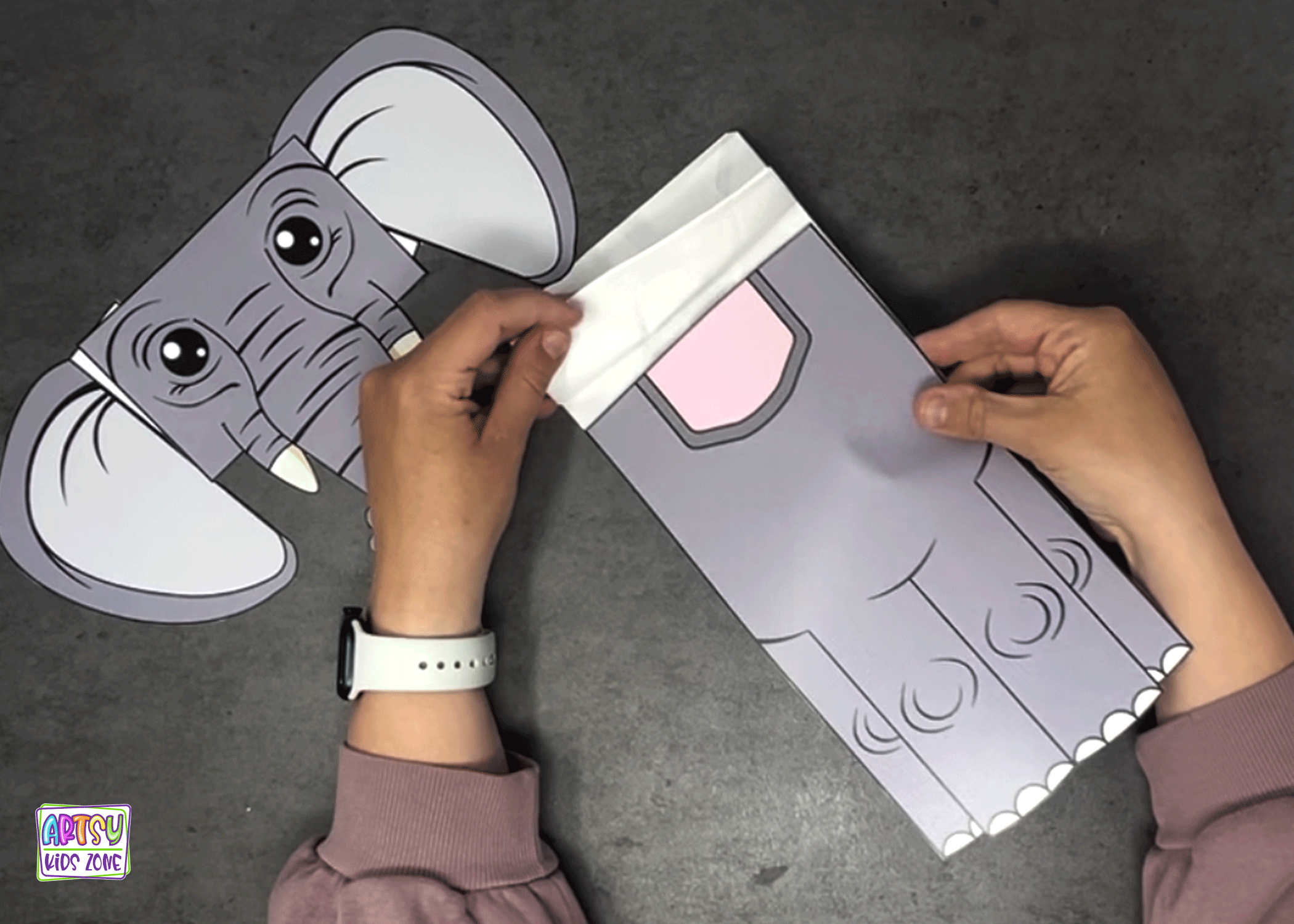 Elephant Paper Bag Puppet Template
