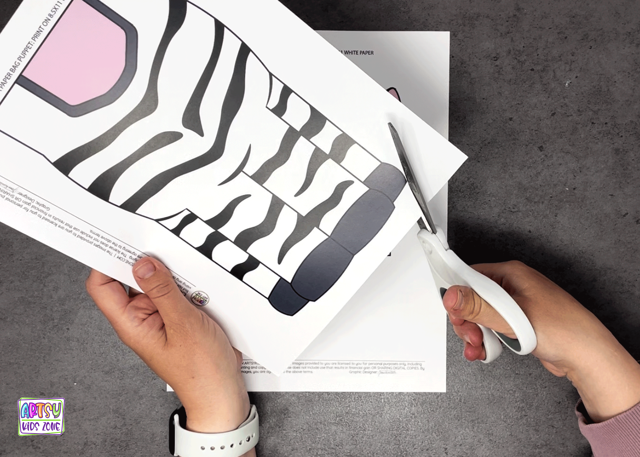 Zebra Paper Bag Puppet