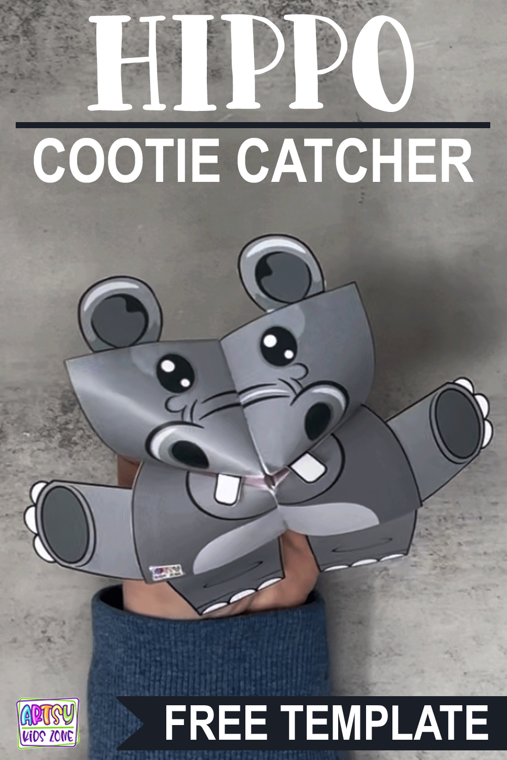 Origami Hippo Cootie Catcher Template