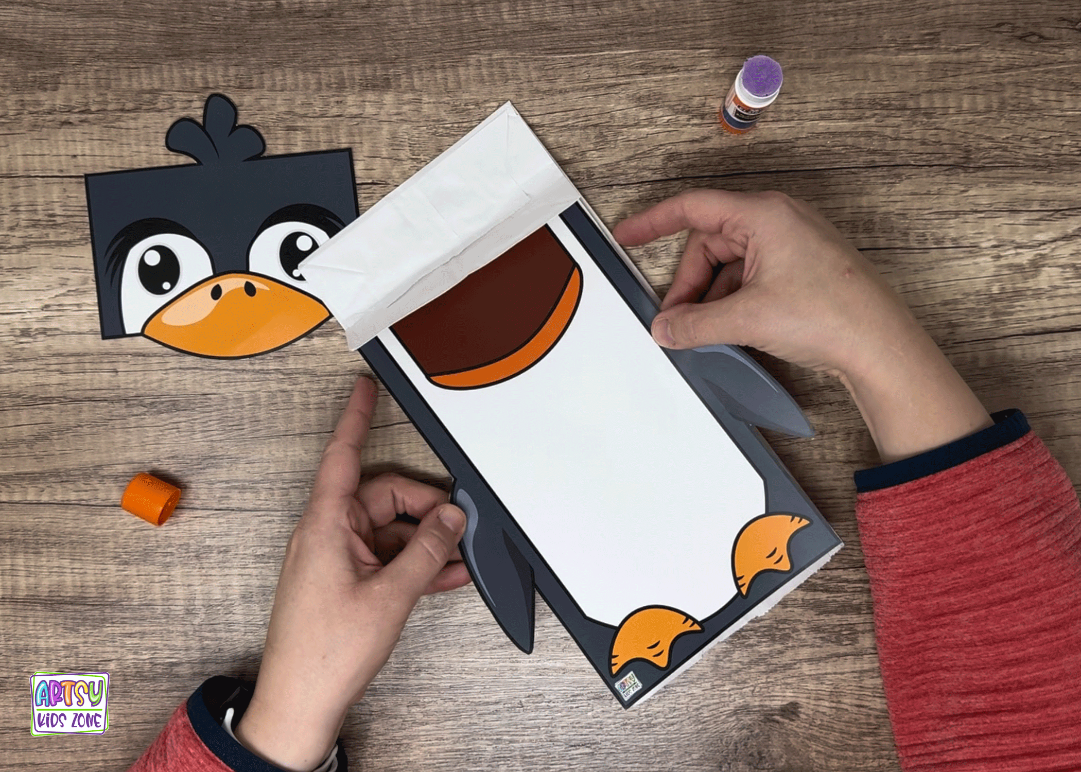 Penguin Paper Bag Puppet
