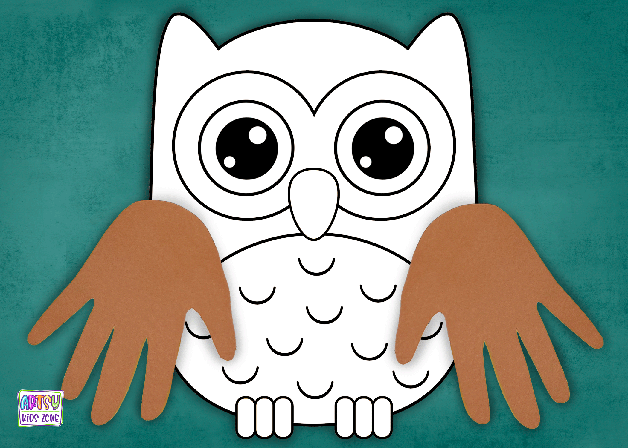 Printable Owl Handprint Craft – Black & White DIY Fall & Forest Animal ...