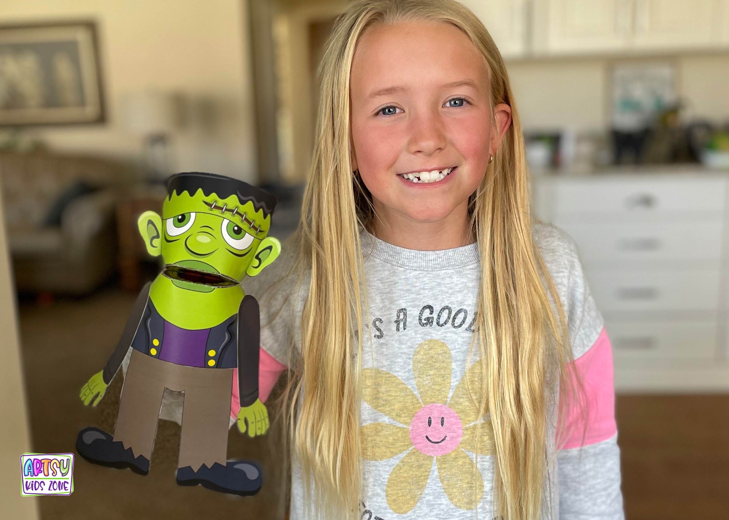 Frankenstein Paper Puppet Craft For Kids