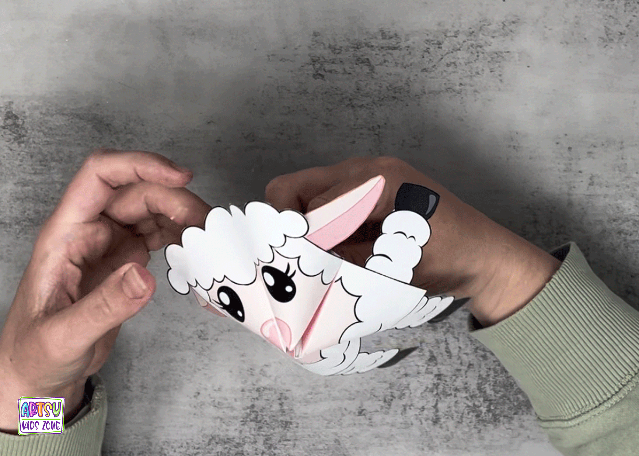 Easter Lamb Cootie Catcher Template