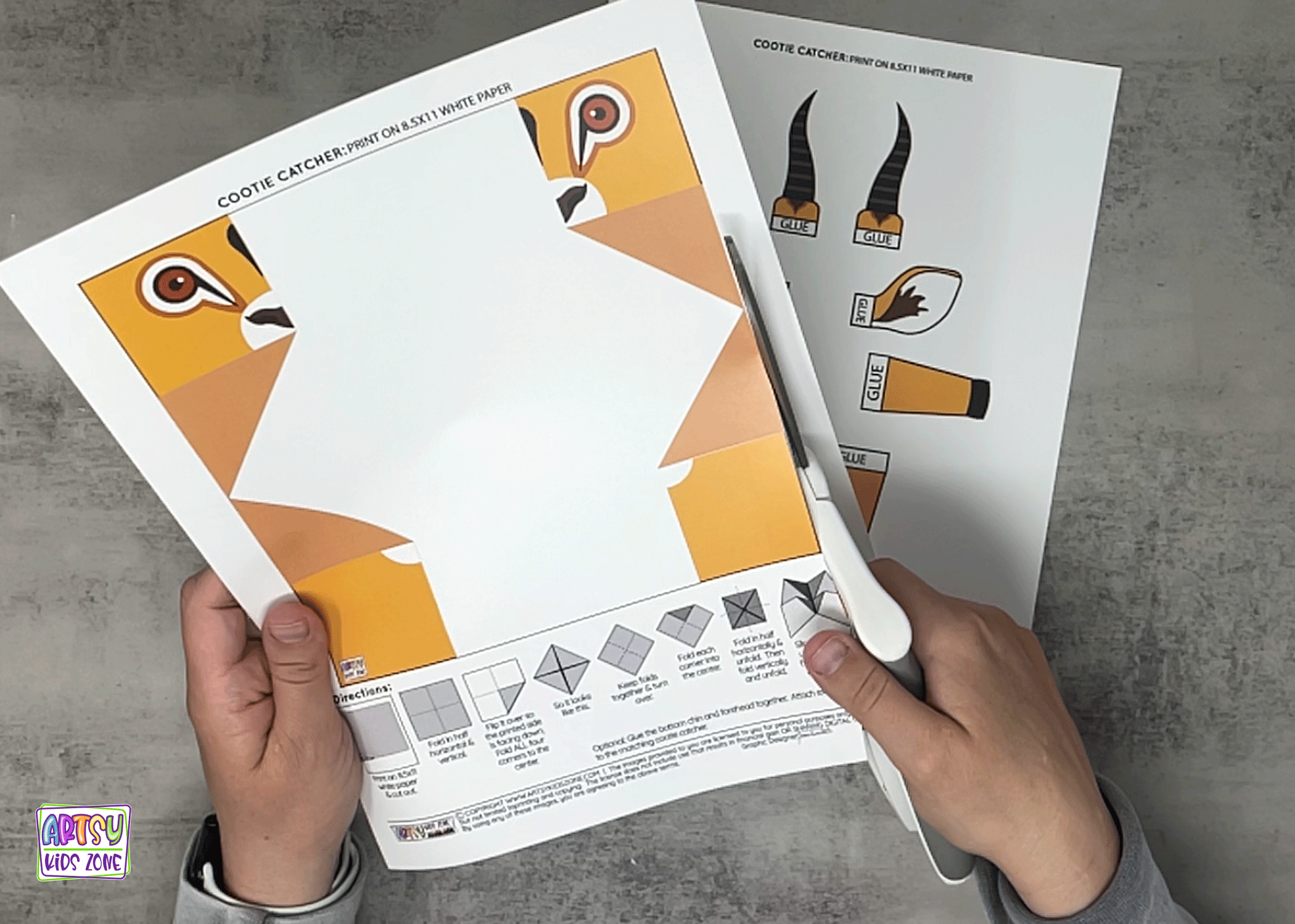 Origami Gazelle Cootie Catcher Template