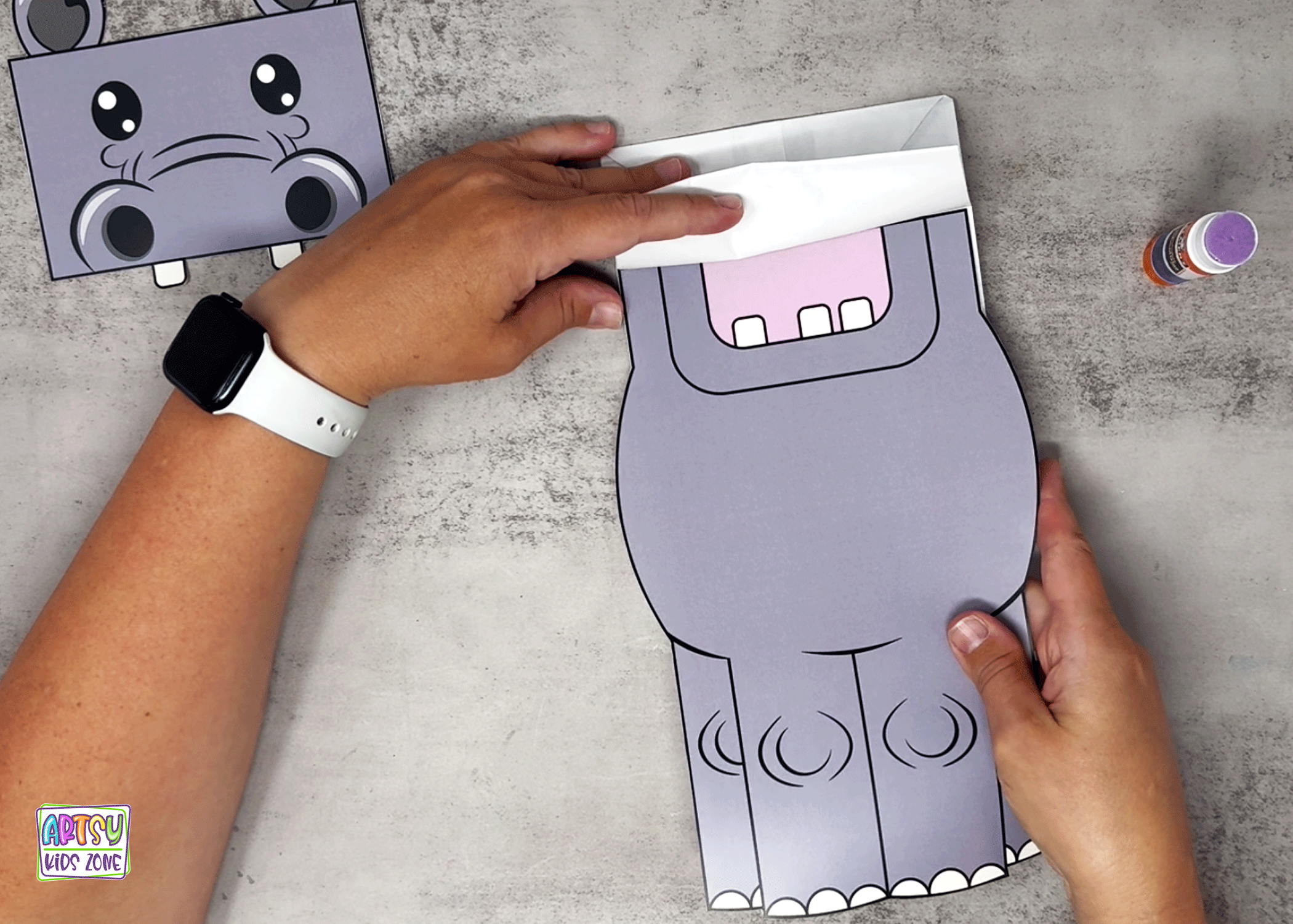 Hippo Paper Bag Puppet