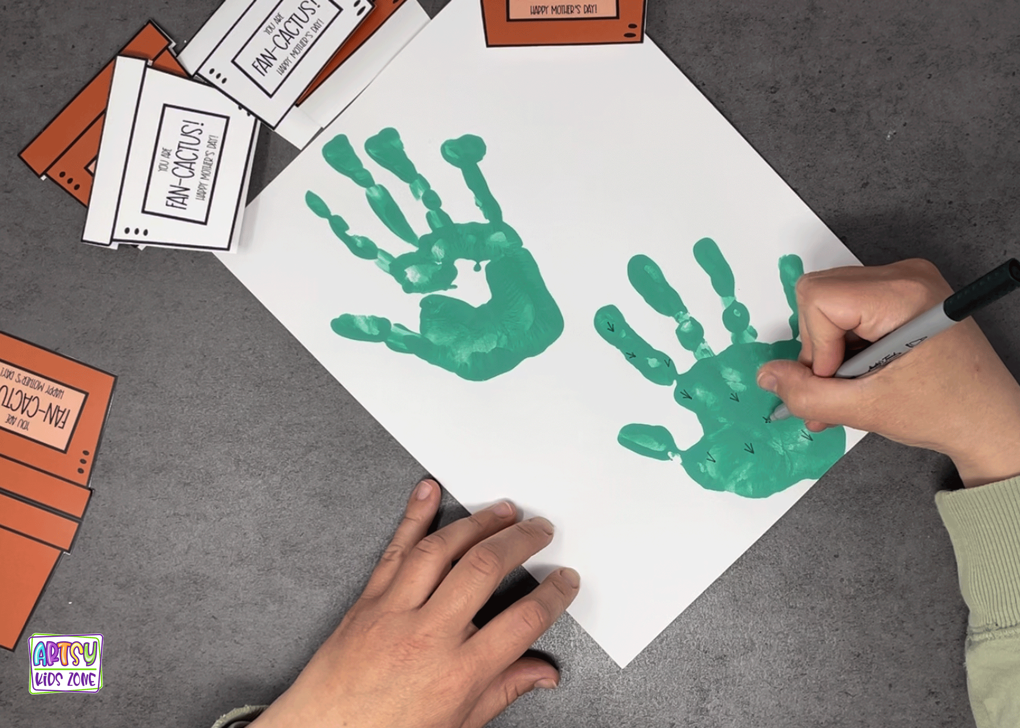 Cactus Mother's Day Handprint Craft For Kids