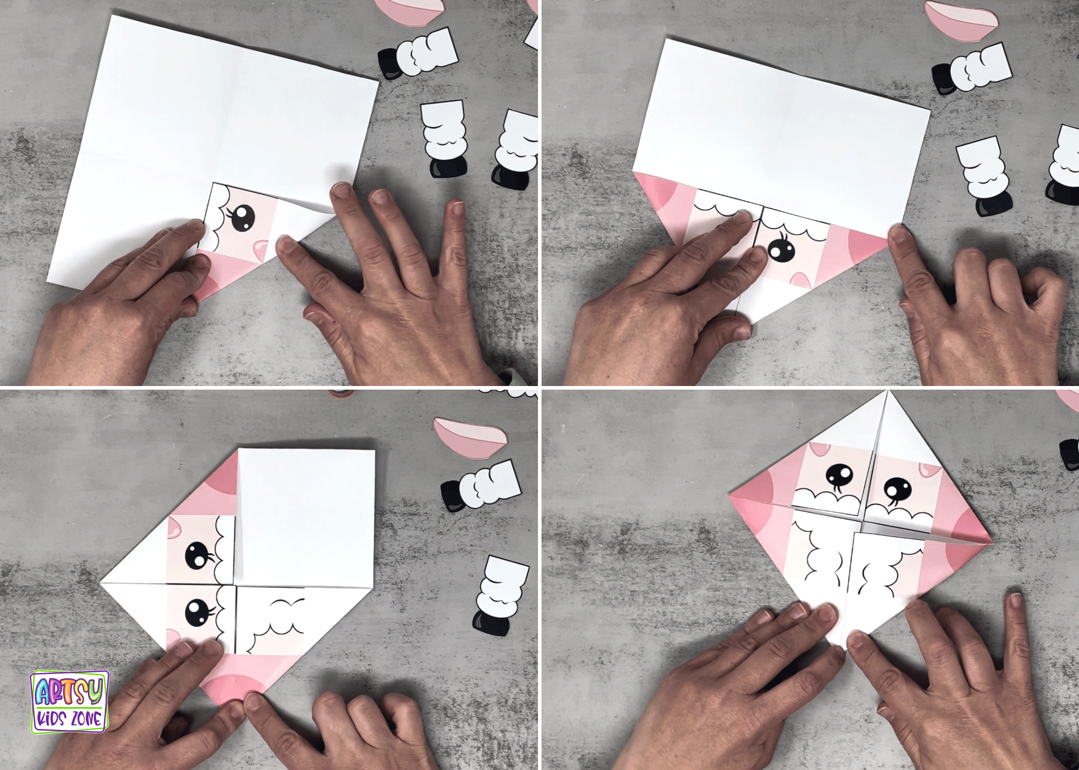 Easter Lamb Cootie Catcher Template