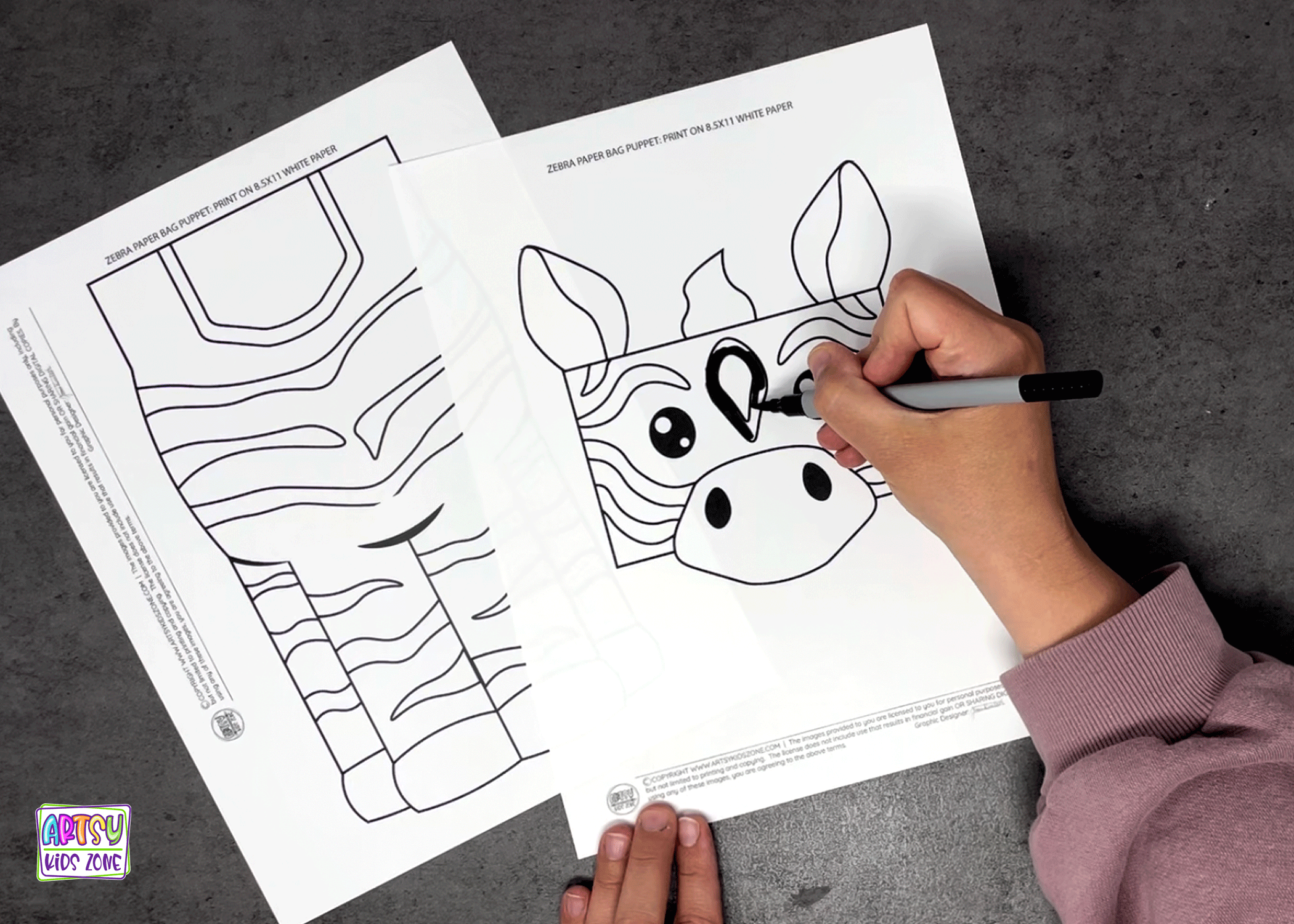 Zebra Paper Bag Puppet