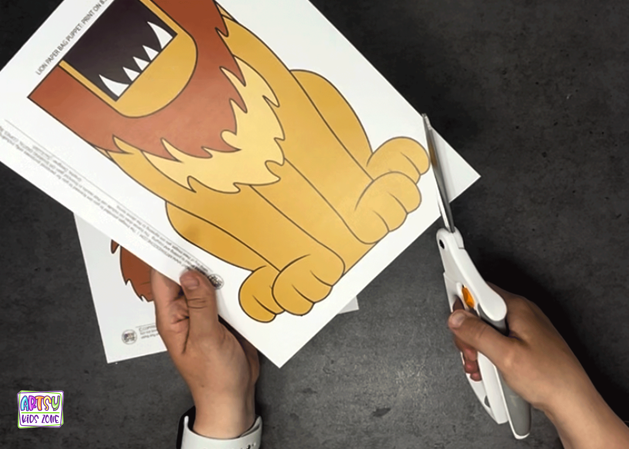 Lion Paper Bag Puppet Template
