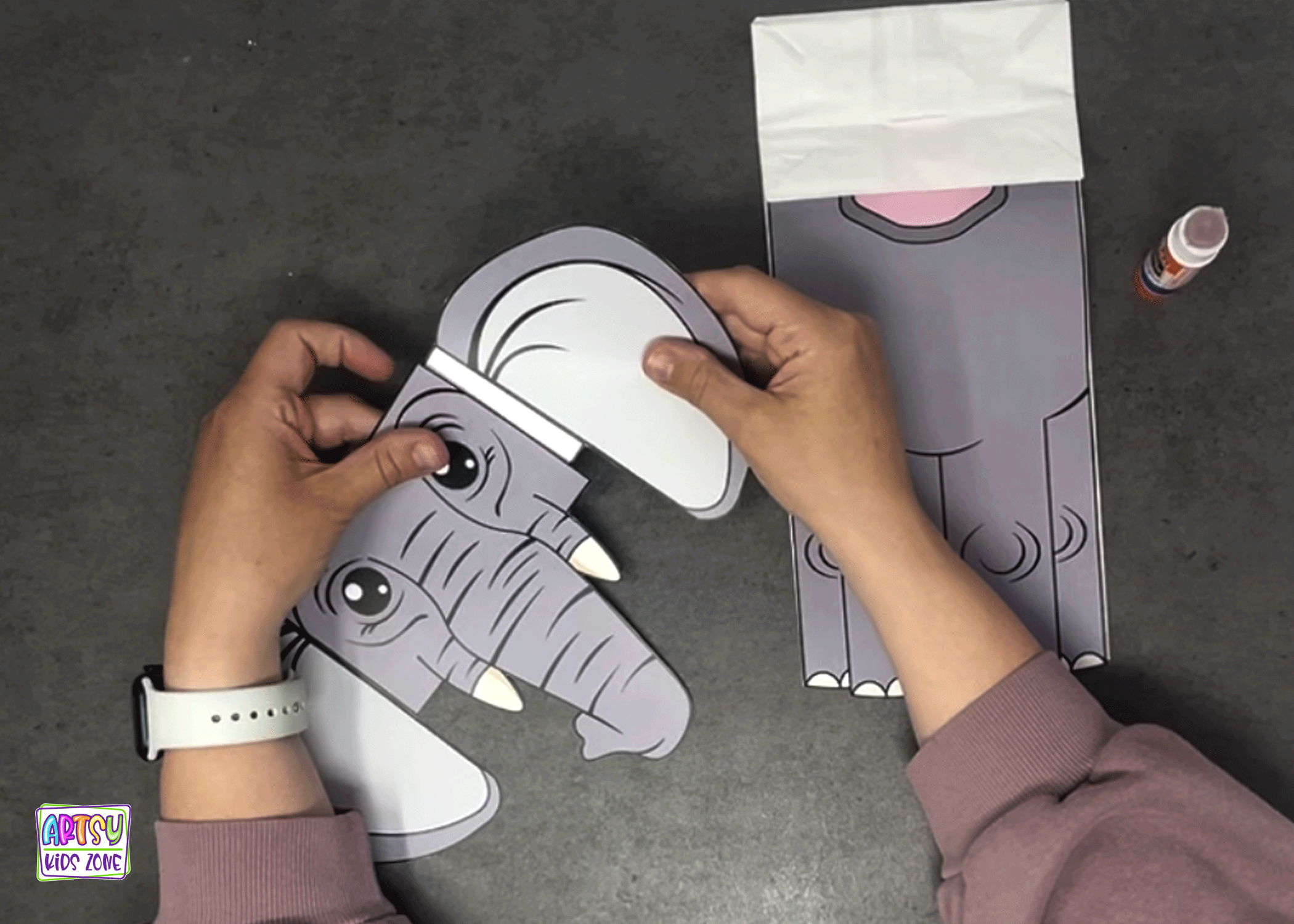 Elephant Paper Bag Puppet Template
