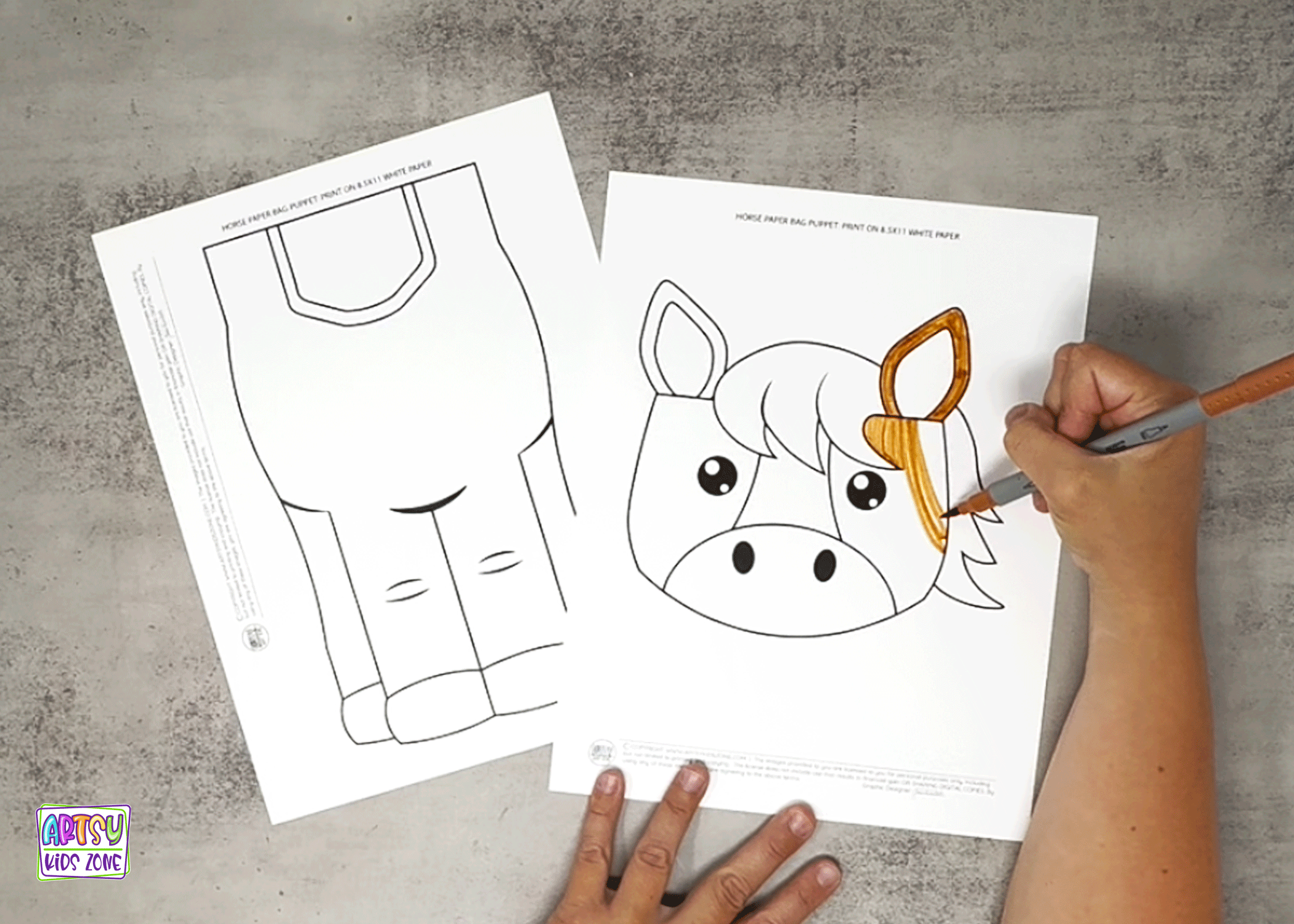 Horse Paper Bag Puppet