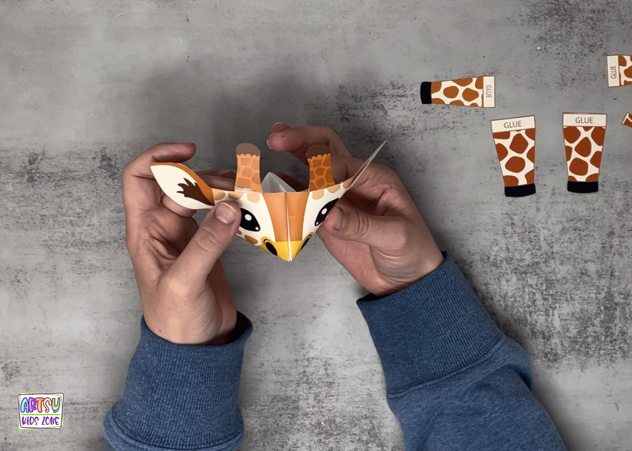 Origami Giraffe Cootie Catcher Template