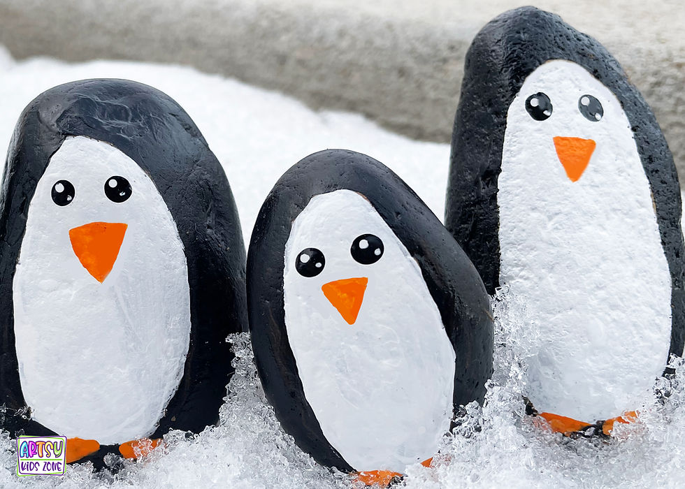 Easy Painted Rock Penguin