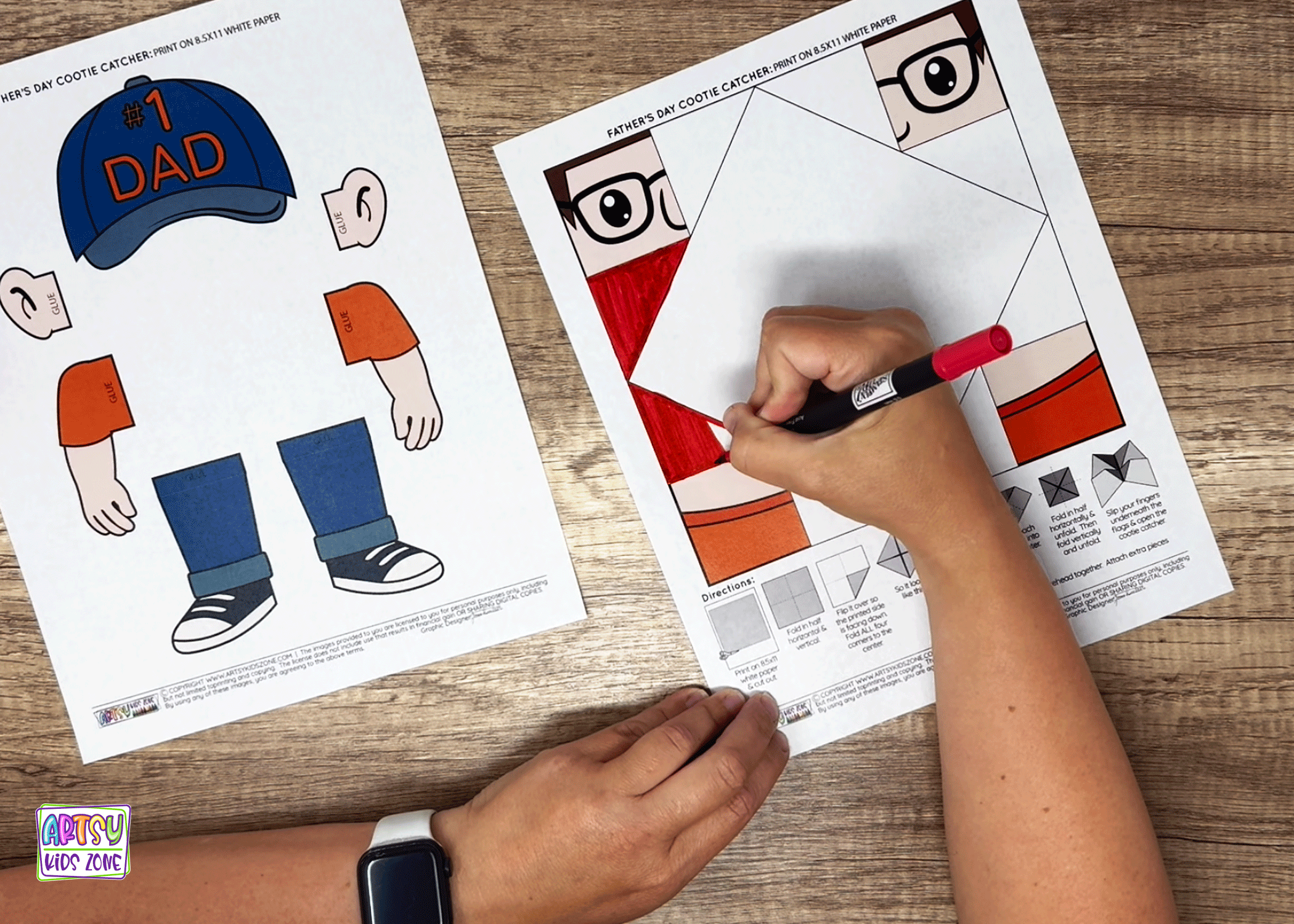 Dad Cootie Catcher Template: Father's Day Origami