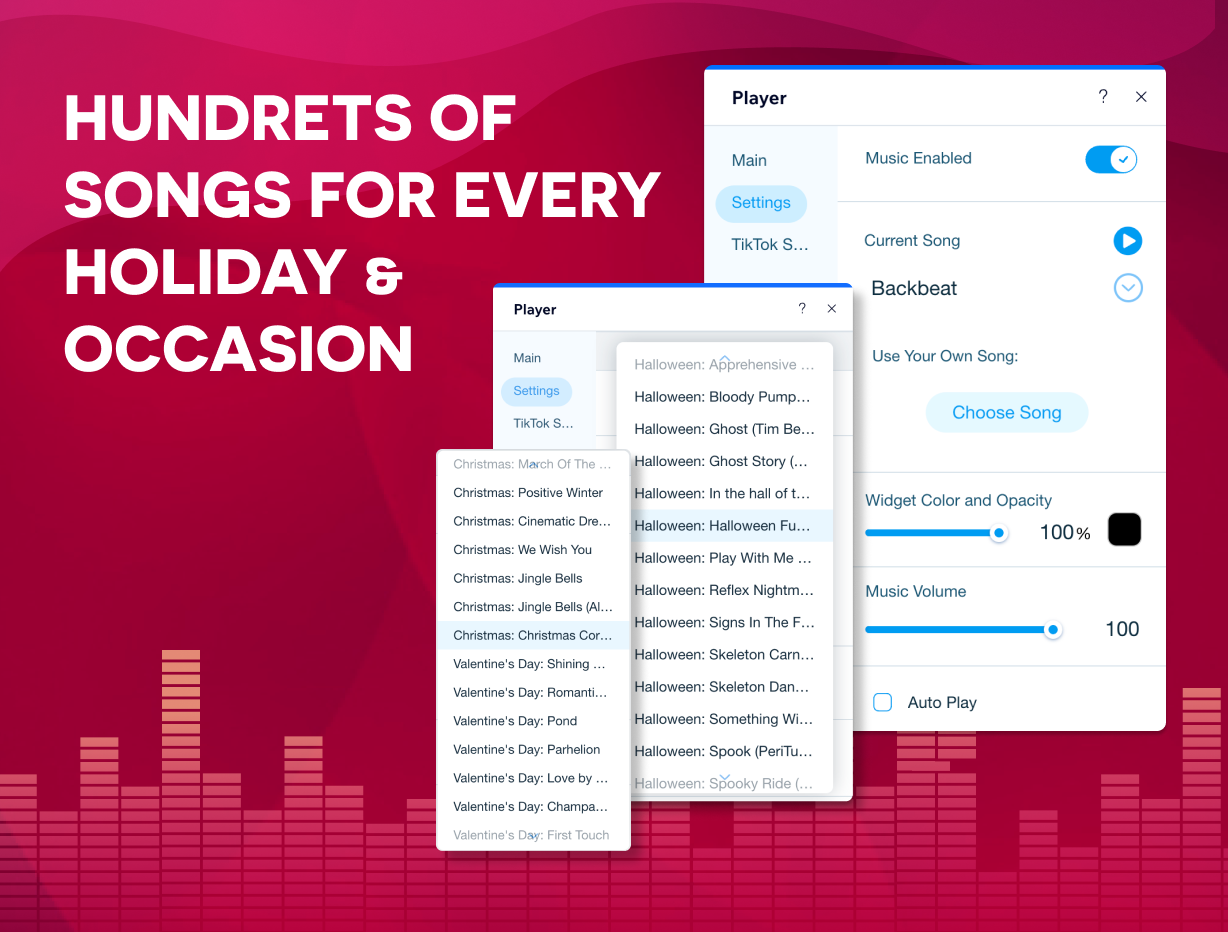 Custom Background Music Player | Wix App Market | Wix.com