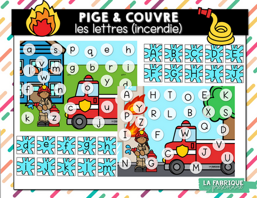 Pige & couvre les lettres des pompiers | La Fabrique Préscolaire