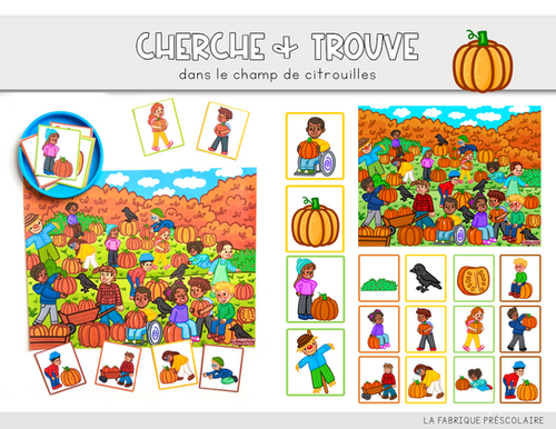 Cherche & trouve dans le champ de citrouilles | La Fabrique Préscolaire