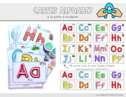 Cartes de l'Alphabet en pâte à modeler | La Fabrique Préscolaire