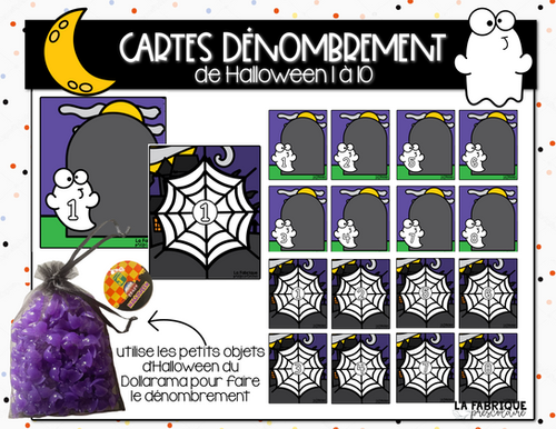 Cartes de dénombrement d'Halloween | La Fabrique Préscolaire