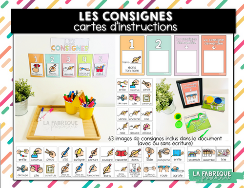 Instructions cartes de consignes | La Fabrique Préscolaire