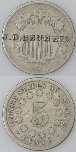 Shield Nickels x4 Counterstamped Pieces | Mysite