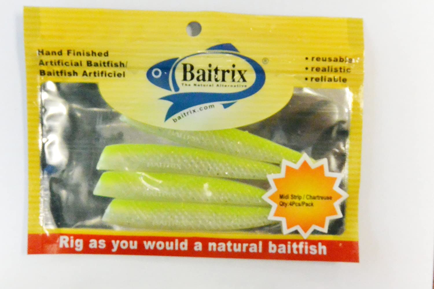 900321 Baitrix Artificial 4" Midi Chartreuse Strip UV Cut Bait Strip ...