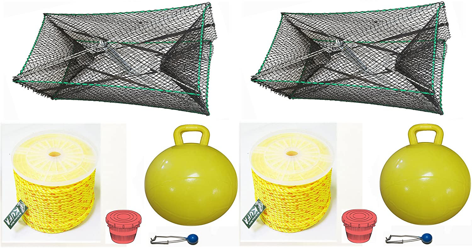 2-pack-galvanized-steel-foldable-prawn-trap-with-line-floats-combo-s32 ...