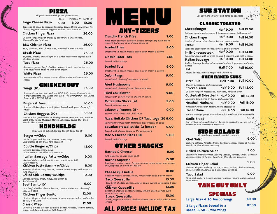 MENU | Eden Bowling Center
