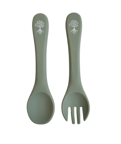 The Rooted Baby Co. - Spoon And Fork Set Akosombo, Silicone Baby ...