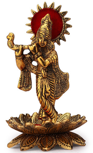 Golden Krishna on Lotus with Flute - Buy at Wholesale Price